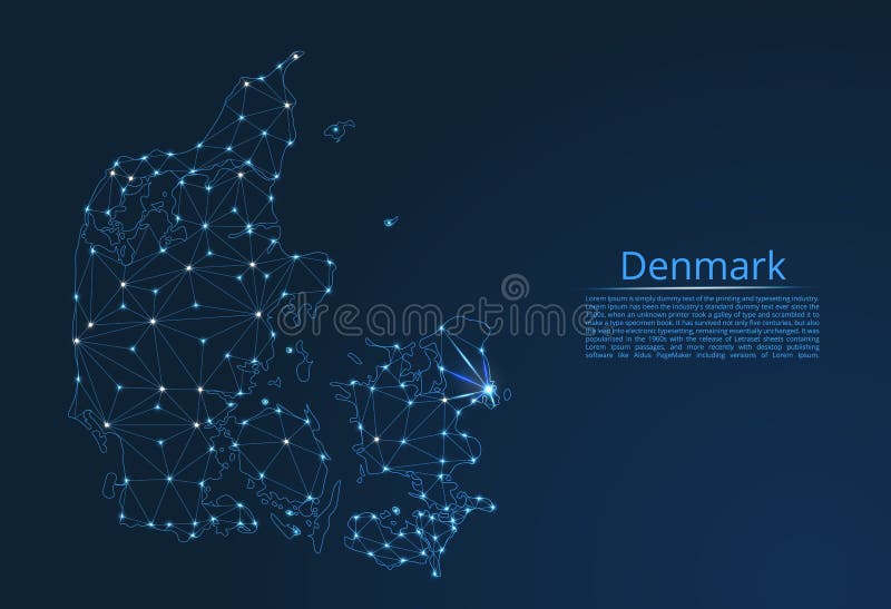 Map of Denmark Connection. Vector Low-poly Image of a Global Map with ...