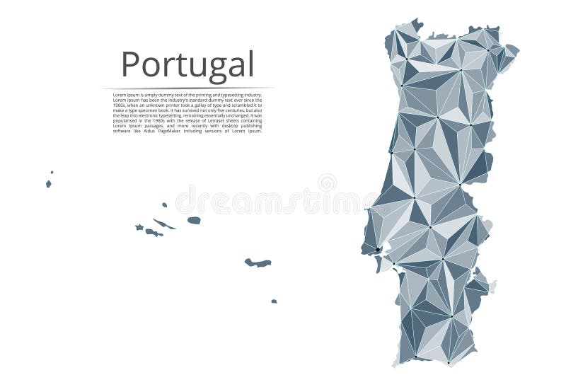 Map of Portugal Connection. Vector Low-poly Image of a Global Map with ...