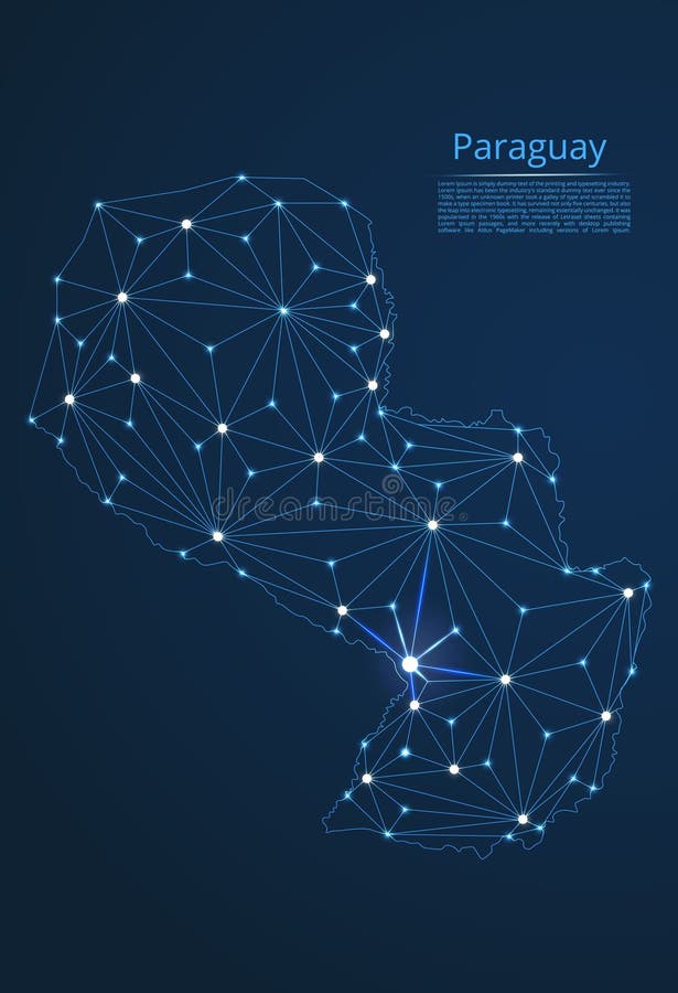 Paraguay Communication Network Map. Vector Low Poly Image of a Global ...