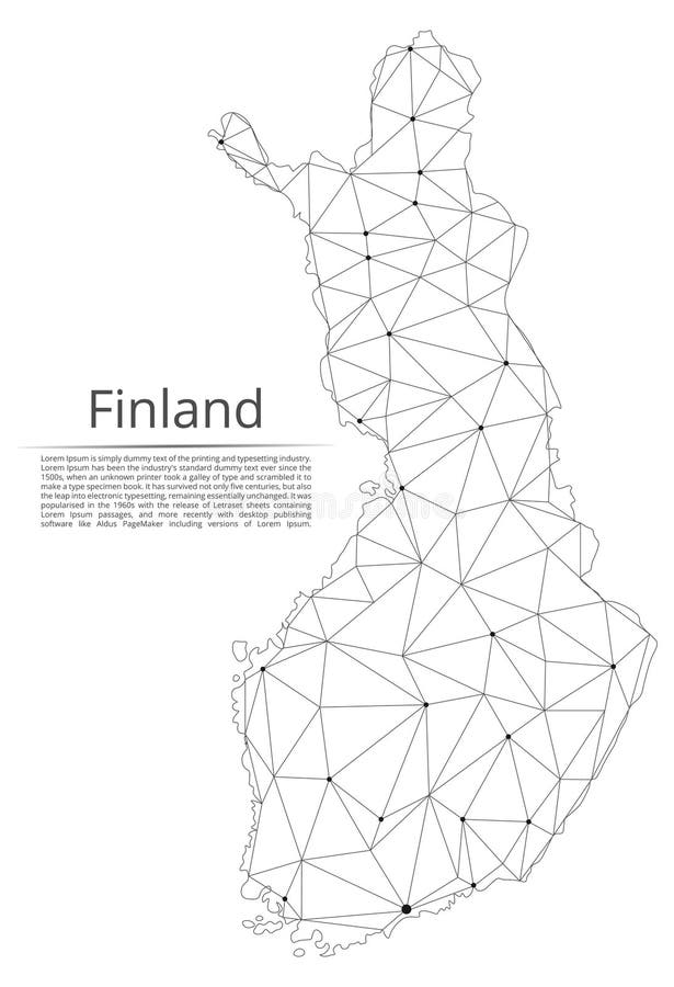 Finland Communication Network Map. Vector Low Poly Image of a Global ...