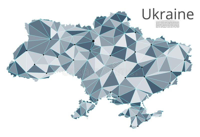 Ukraine Communication Network Map. Vector Low Poly Image of a Global ...