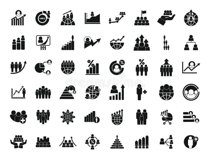 Population Growth Icons Set Simple Vector. Population Ability Stock ...