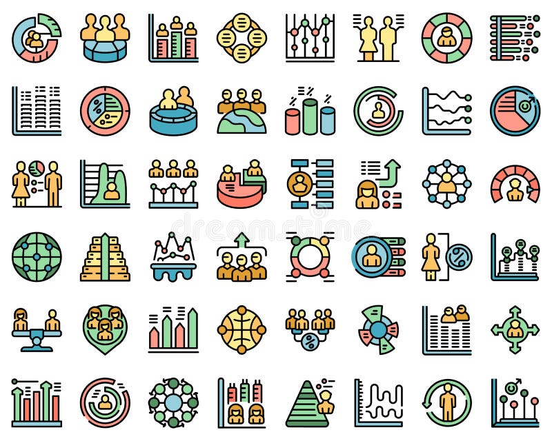 Population Growth Icons Set Vector Flat Stock Vector - Illustration of ...