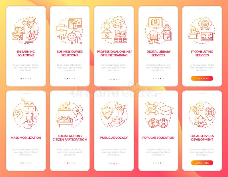 Population Growth Onboarding Mobile App Page Screen with Concepts Set ...