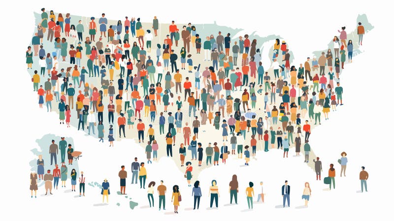 A Population Map of Illinois, Featuring a Large Group of People ...