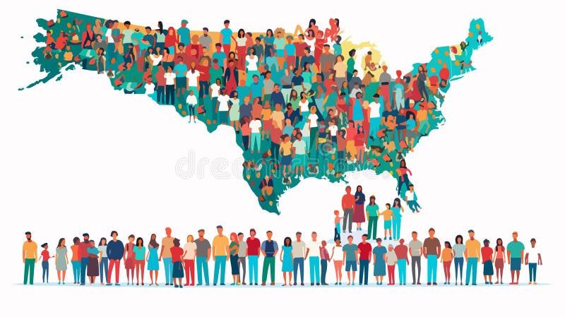 A Population Map of Massachusetts, Depicting a Large Group of People ...