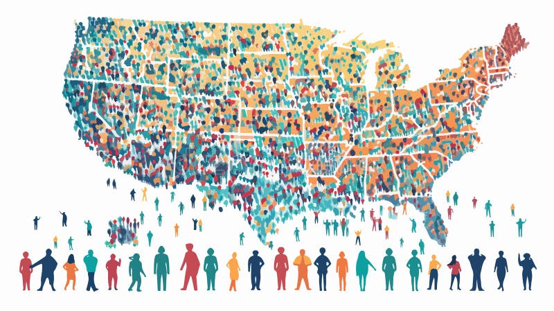 A Population Map of Massachusetts, Depicting a Large Group of People ...