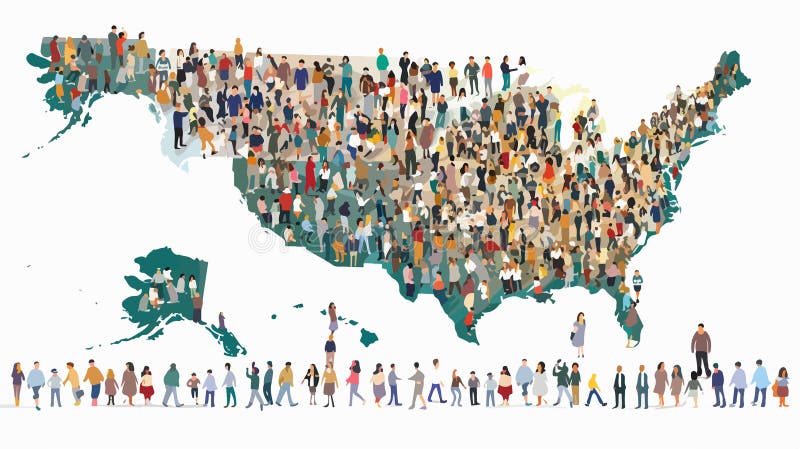 A Population Map of New Hampshire, Showing Demographic Data with a ...