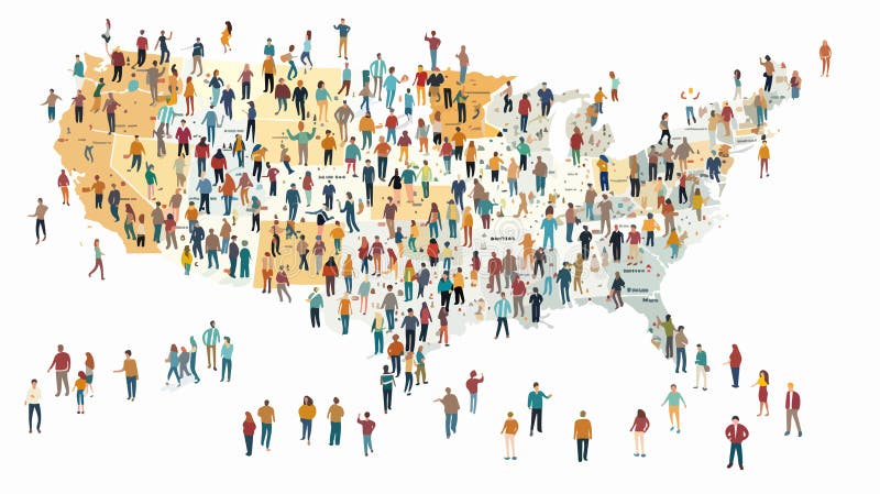 A Population Map of New Hampshire, Showing Demographic Data with a ...