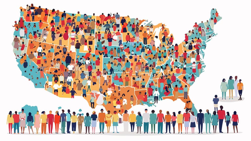 A Population Map of Ohio, with a Large Group of People Symbolizing the ...