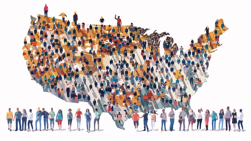 A Population Map of Pennsylvania, Illustrating Demographic Data with a Large Group of People ...
