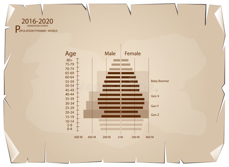 2016-2020 Population Pyramids Graphs with 4 Generation Stock Vector ...