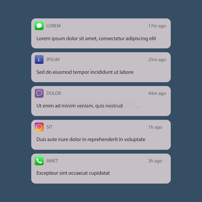 Popup Missed Notification Template. Messaging App Conversation Stock ...