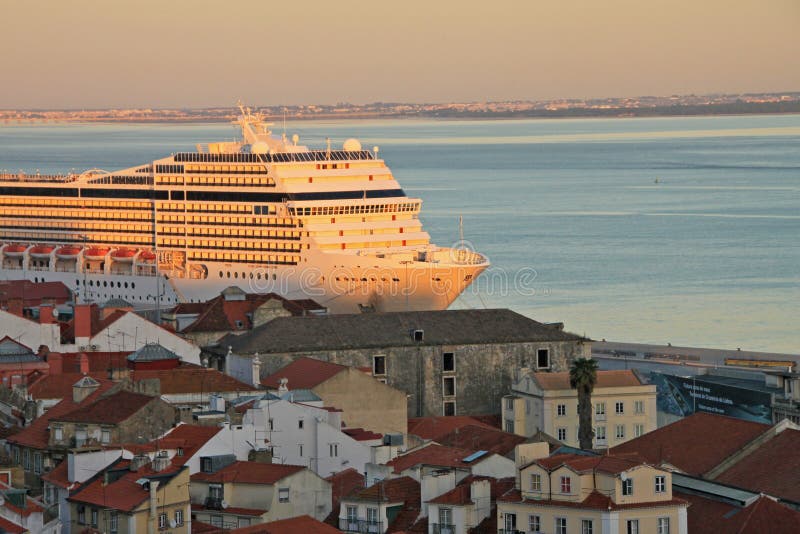 Por Do Sol No Rio Tejo (Lisboa) Imagem Editorial - Imagem de fundo ...