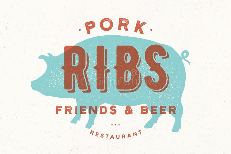 Porc, Porc Affiche Pour Le Restaurant Illustration de Vecteur ...