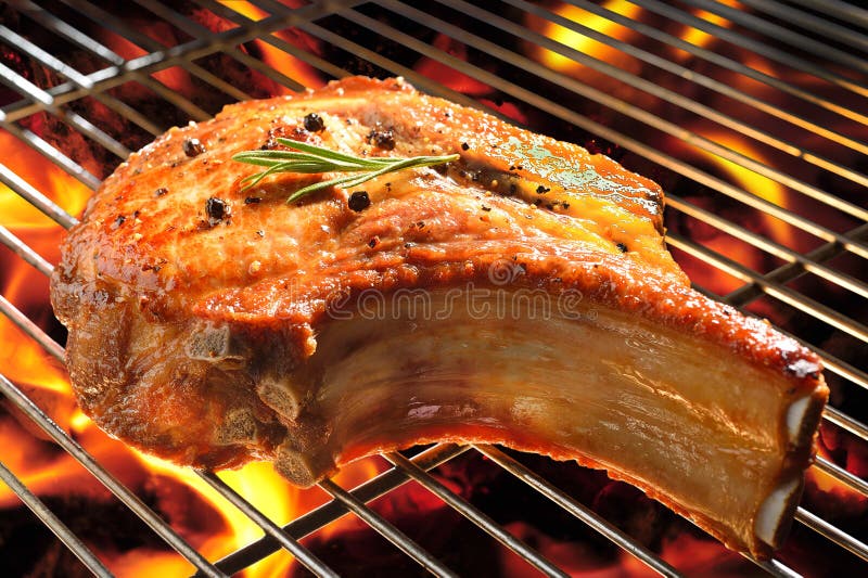 Porc grillé photo stock. Image du flammes, repas, rôti - 31739778