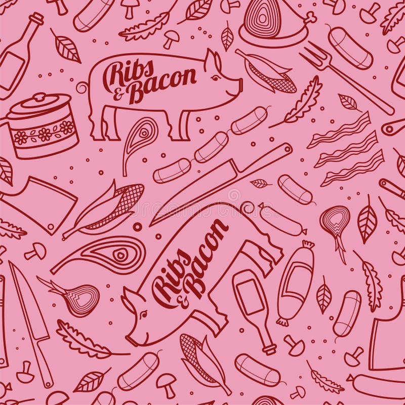 BBQ food seamless texture stock illustration. Illustration of chefs ...