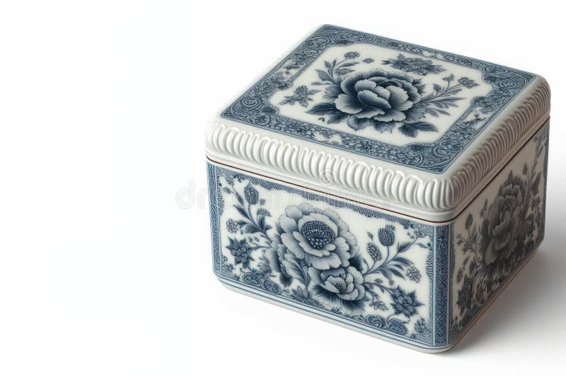 Porcelain Box with a Pattern. Space for Text. Stock Image - Image of ...