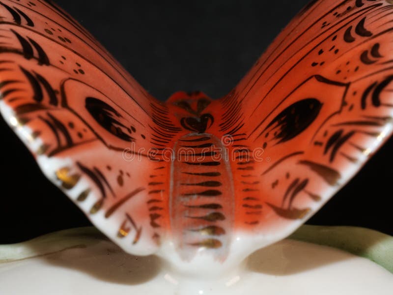 Porcelain Butterfly Figurine Isolated on Black Background Stock Photo ...