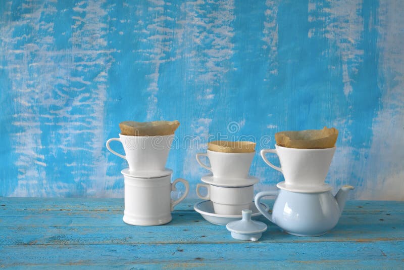 Porcelain coffee filters stock image. Image of drink - 59712563