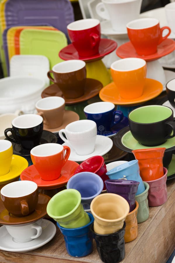Cups of Different Sizes and Colors Stock Image - Image of cups ...