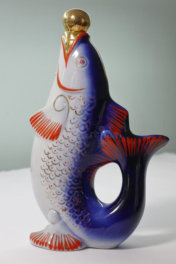 Porcelain Decanter in the Shape of a Fish Stock Photo - Image of blue ...