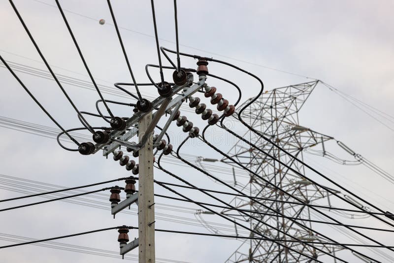 Porcelain Insulator on High Voltage Post, High Voltage Tower, Show with High Voltage ...