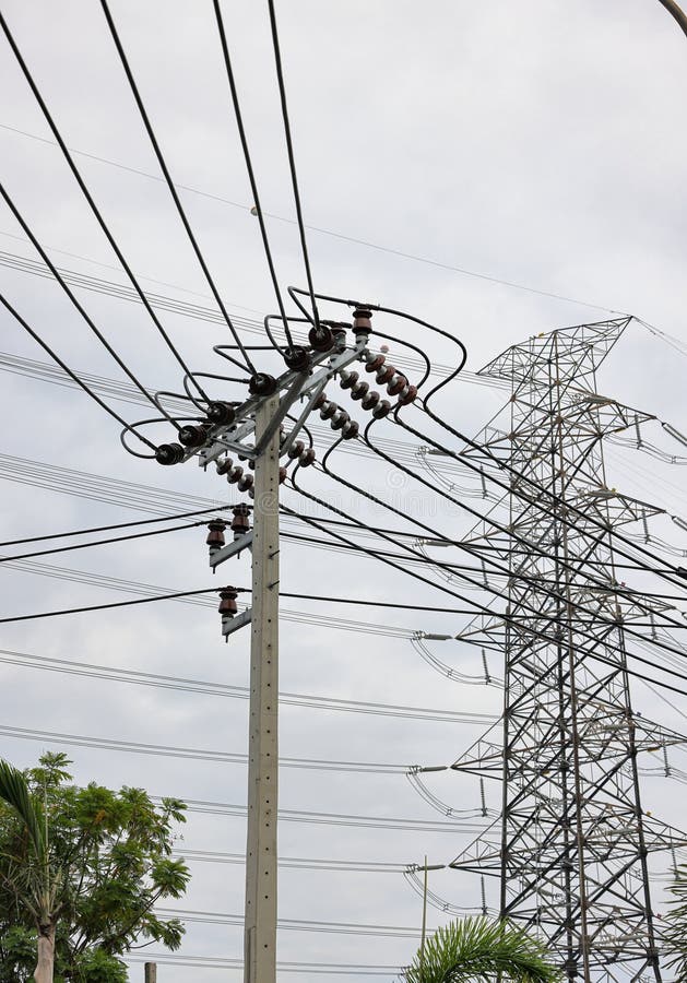 Porcelain Insulator on High Voltage Post, High Voltage Tower, Show with High Voltage ...