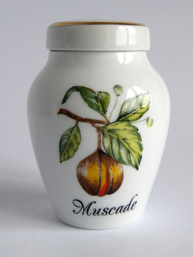 Porcelain nutmeg Jar stock image. Image of juniper, cooking - 62649257