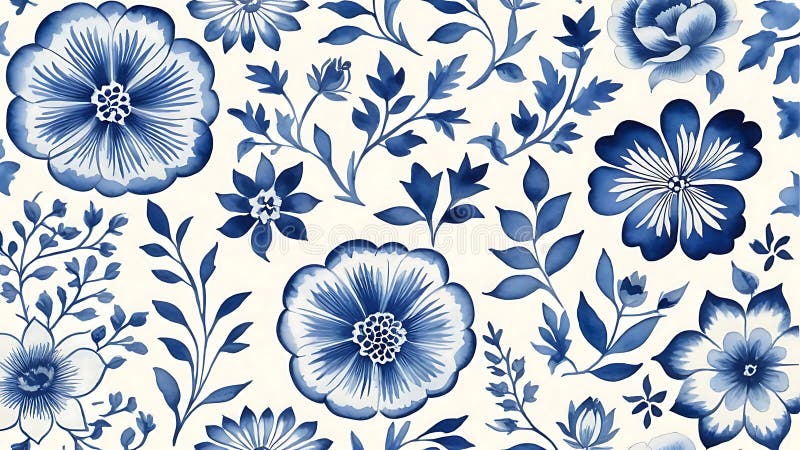 Porcelain Patterns WATERCOLOE ILLUSTRATION Generative AI Stock ...
