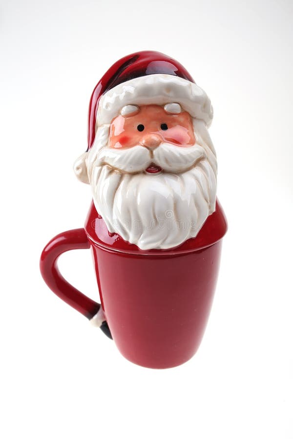Porcelain Red Santa Claus Cup Stock Photo - Image of lovers, white ...