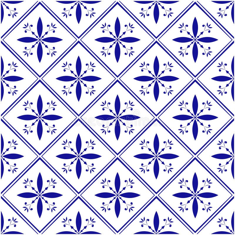 Porcelain Seamless Blue Pattern Stock Vector - Illustration of shape ...