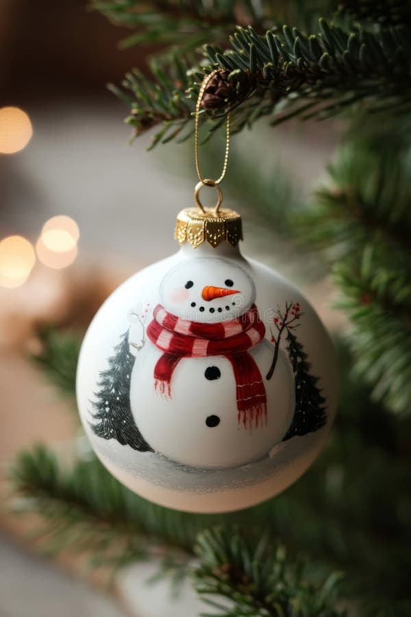 Porcelain Snowman Christmas Bauble Stock Illustration - Illustration of ...