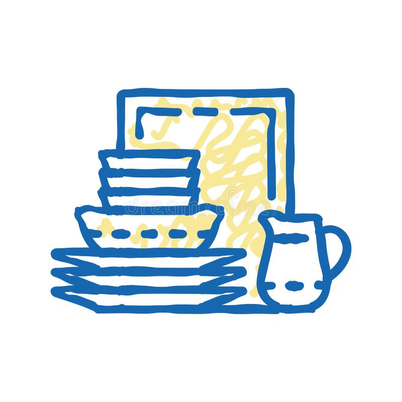 Porcelain Tableware Icon Doodle Illustration Stock Vector ...