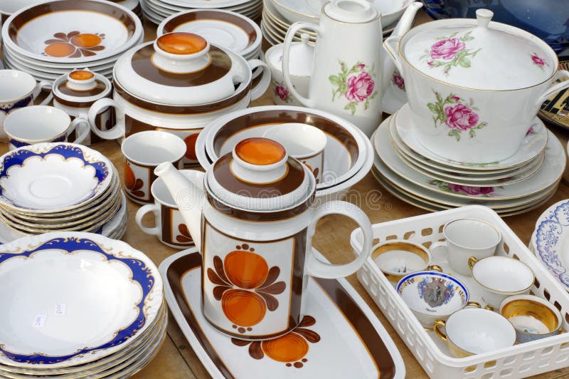Porcelain tableware retro stock photo. Image of flea - 70341996