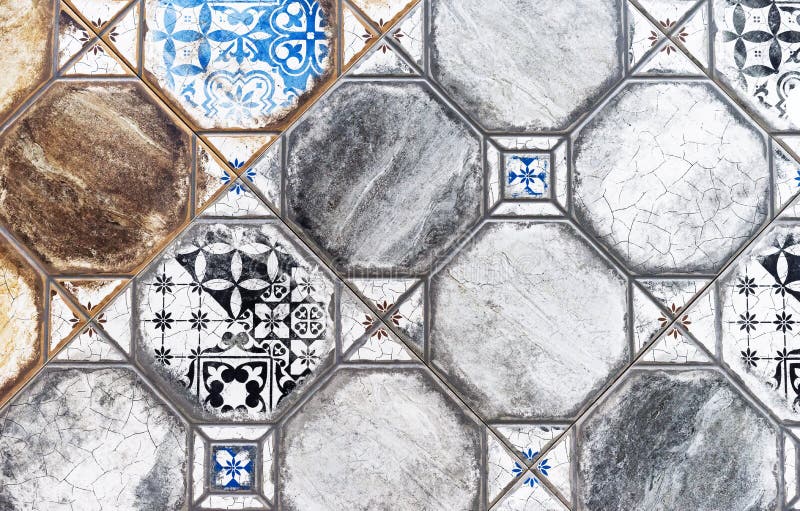 Porcelain Tile with Grunge Pattern. Texture of Aged Ceramic Tiles Stock ...