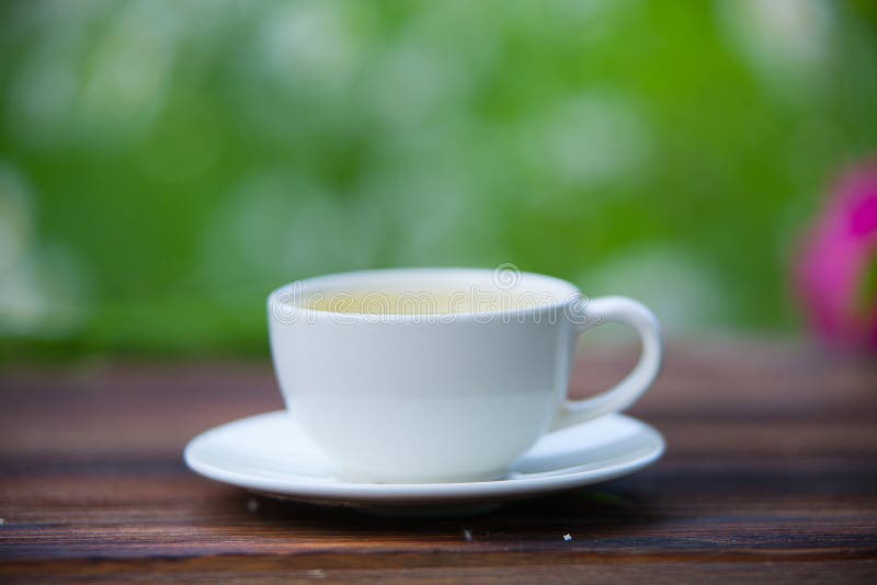 Porcelainl Cup with Green Tea on Table Stock Photo - Image of infusion ...