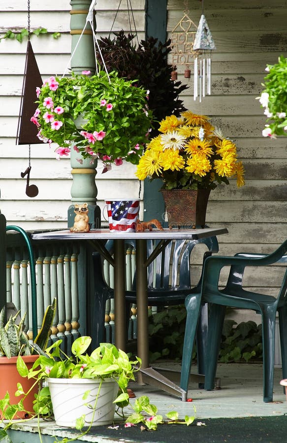 Autumn Flowers on Railing stock image. Image of cider - 1352557