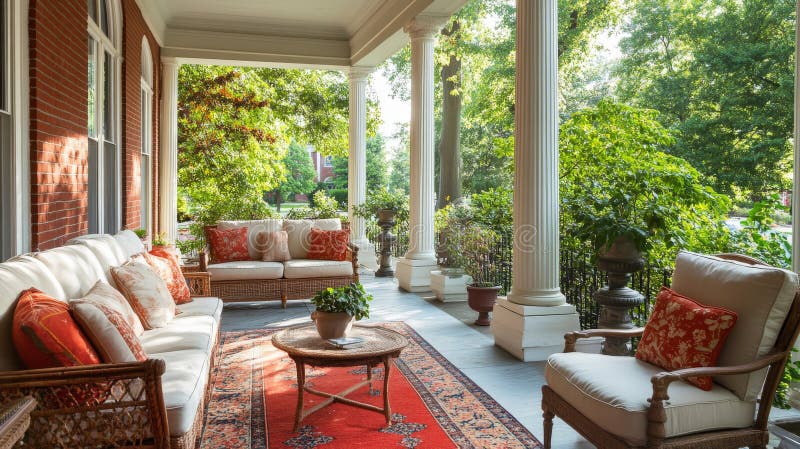 The Porch Features Elegant Styling with Classic Columns, Comfortable ...