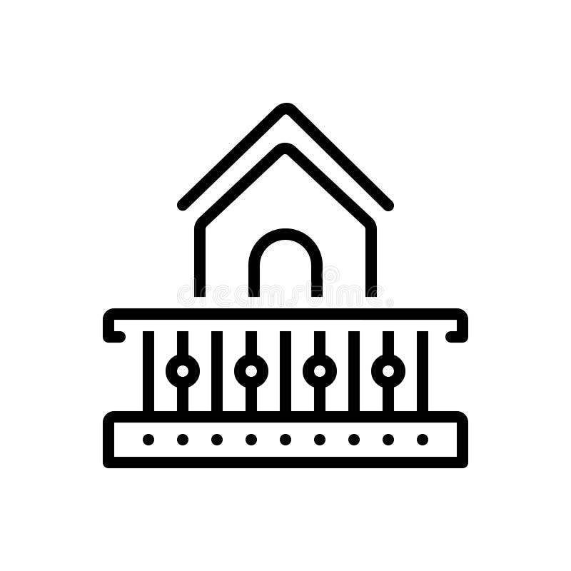 Black Line Icon for Porch, Balcony and Deck Stock Illustration ...