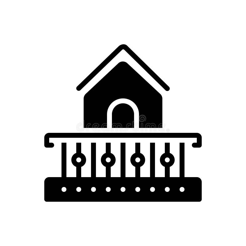 Black Solid Icon for Porch, Balcony and Deck Stock Vector ...