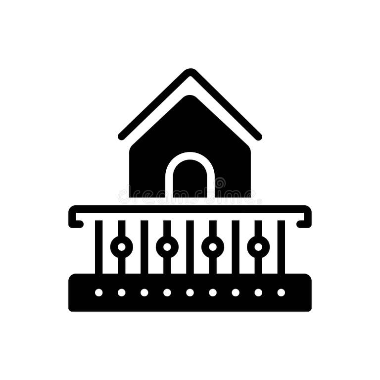 Black Solid Icon for Porch, Balcony and Deck Stock Vector ...