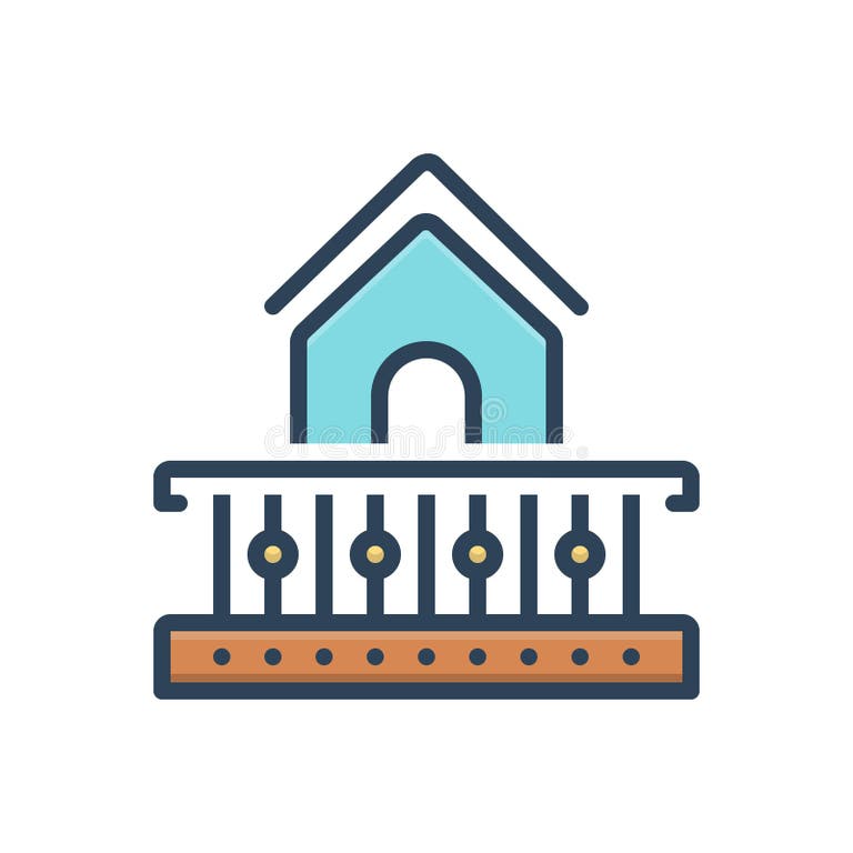 Color Illustration Icon for Porch, Balcony and Deck Stock Illustration ...