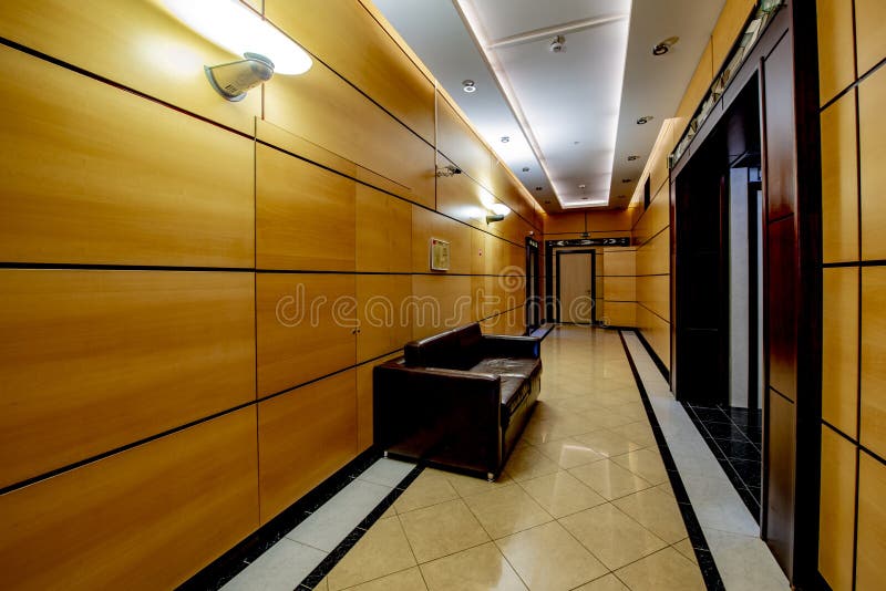 Porch of a Modern Residential Building with a Hall and Elevators Stock ...