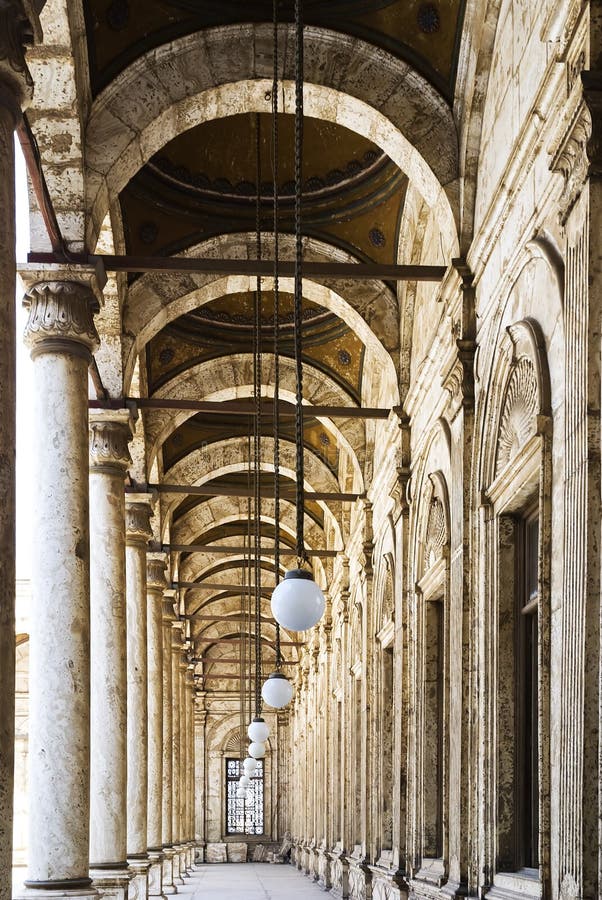 Porch Mohamed Ali Mosque in Cairo Stock Image - Image of column ...