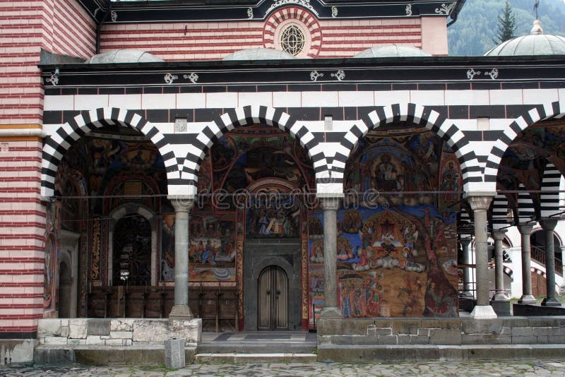 Porch of the Rila Monastery Stock Image - Image of porch, religion ...