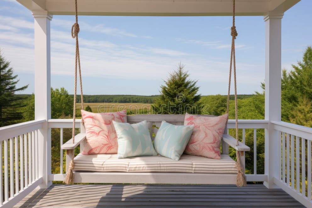 Porch Swing on a Weathered Cape Cod Deck Stock Illustration ...