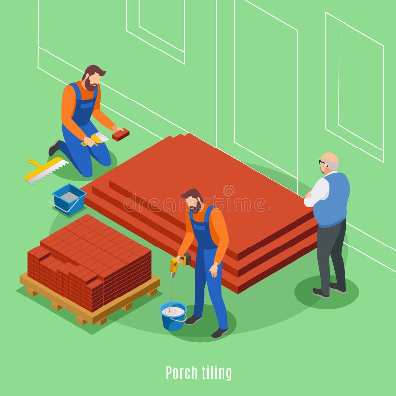 Porch Tiling Isometric Background Stock Vector - Illustration of house ...