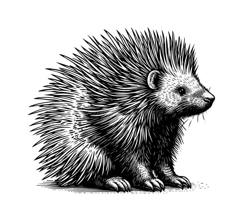 Porcupine Hand Drawn Vector Illustration Stock Illustration ...