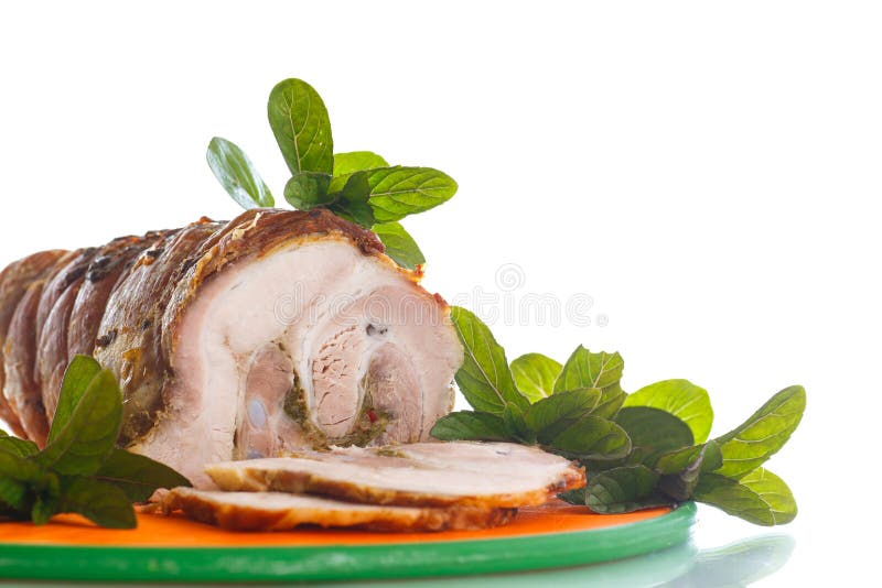 Pork Baked with Spices and Mint Stock Image - Image of cold, dark: 70842215